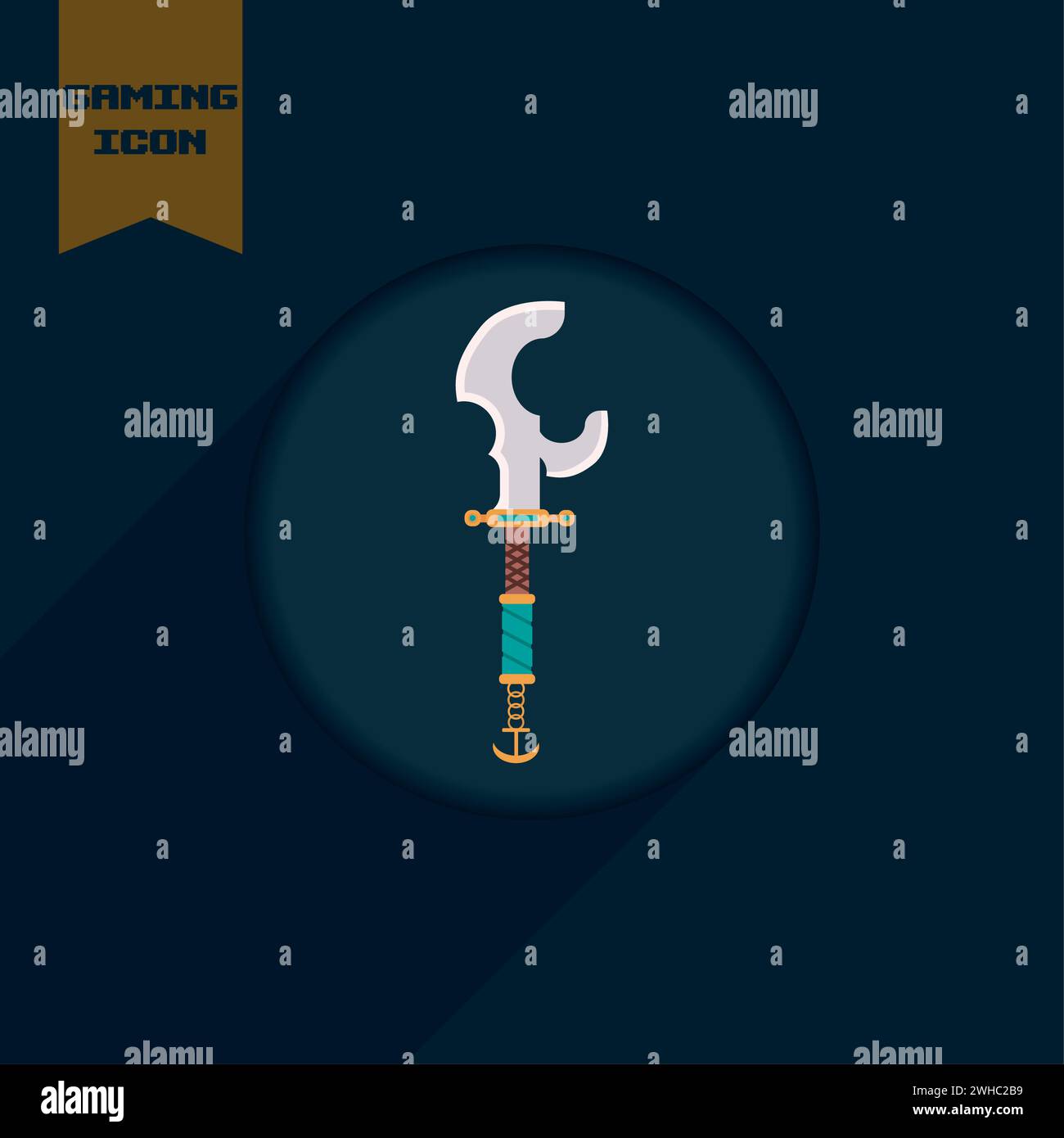 Isolated colored retro videogame staff medieval weapon icon Vector ...