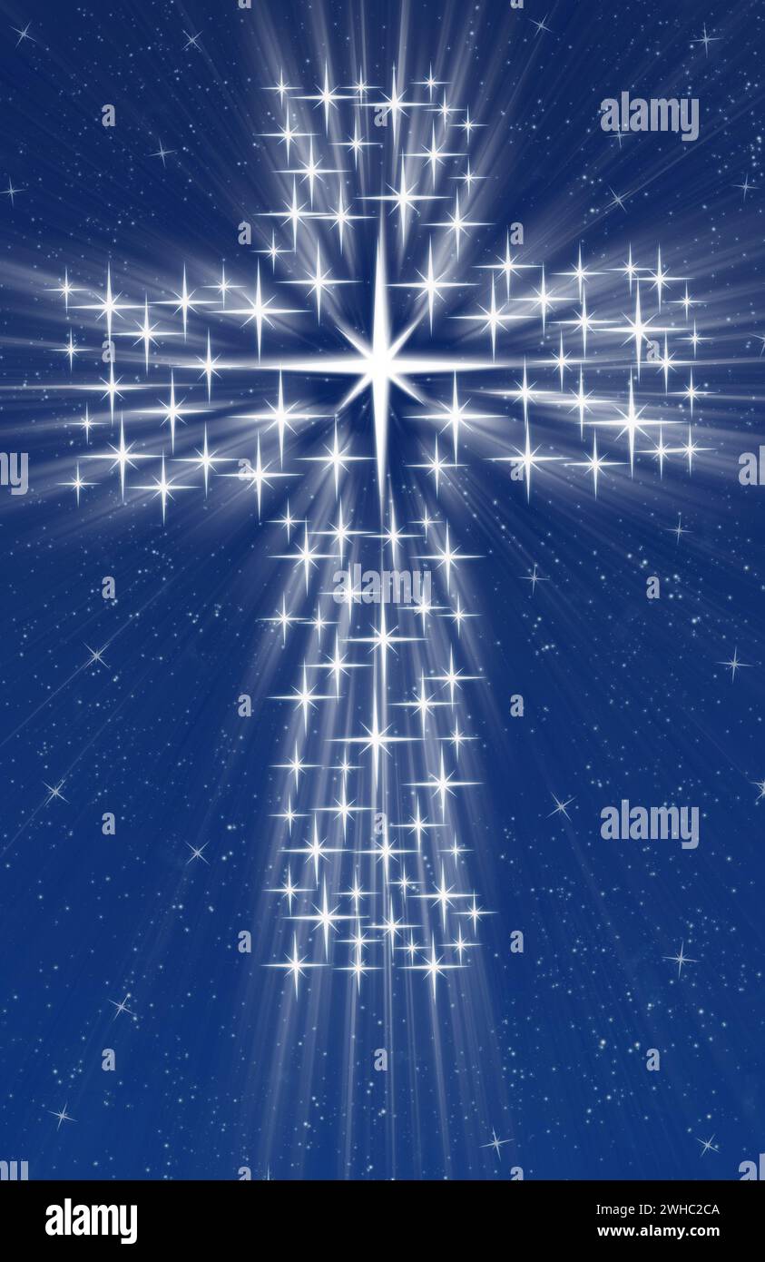 Christian cross in stars Stock Photo - Alamy