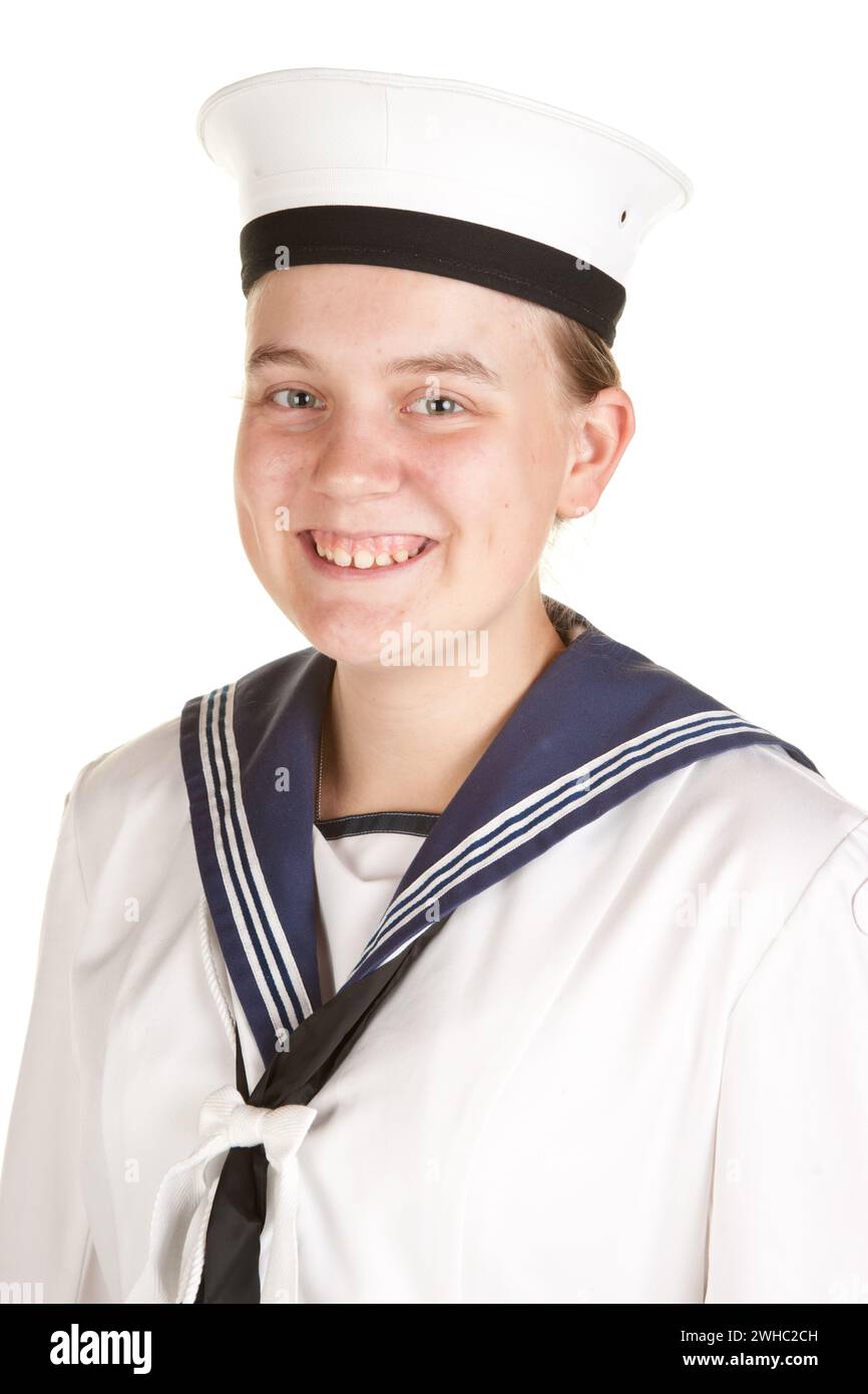 Young sailor isolated white background Stock Photo - Alamy