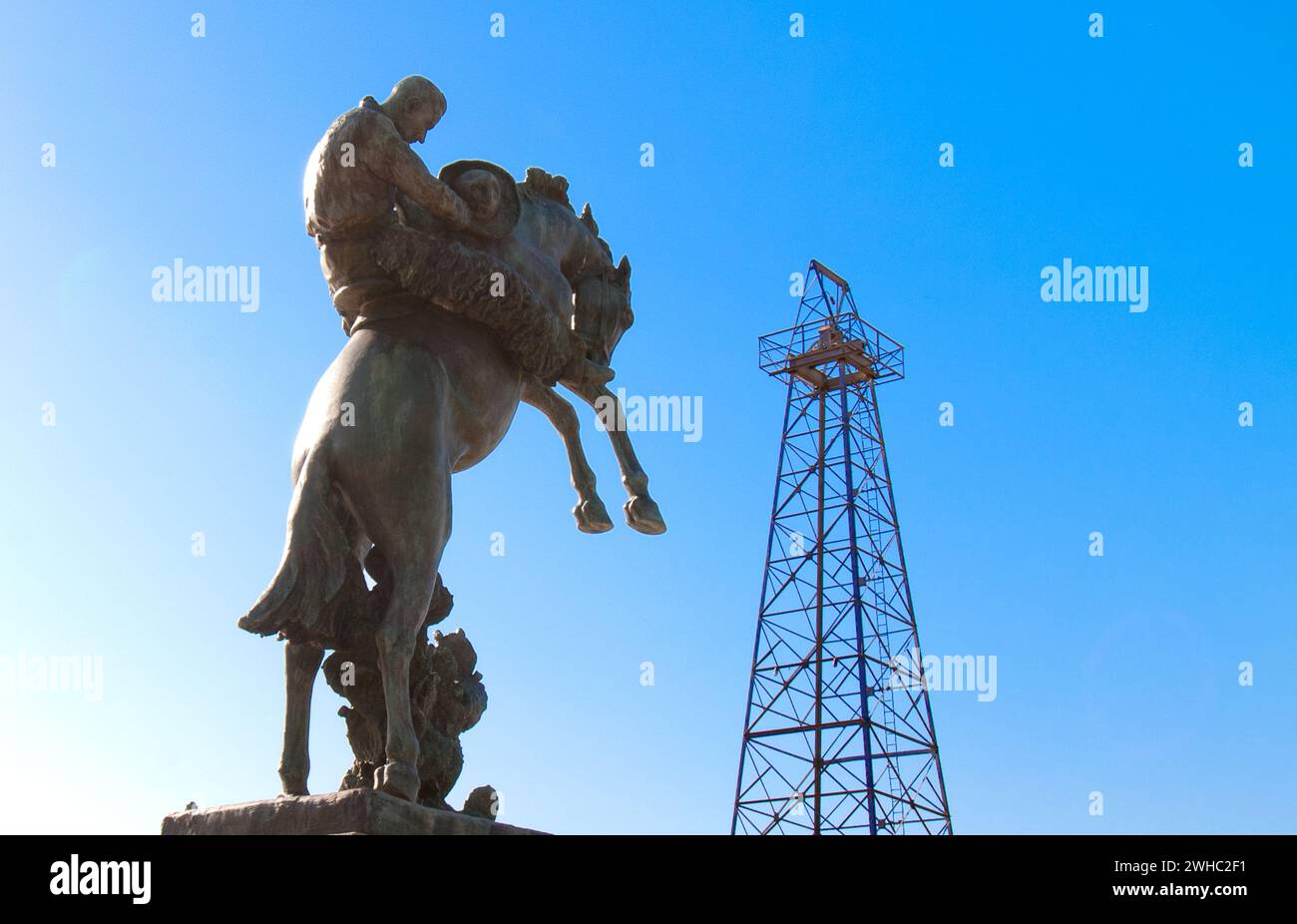 "Tribute to Range Riders" bronze by Constance Whitney Warren in front ...
