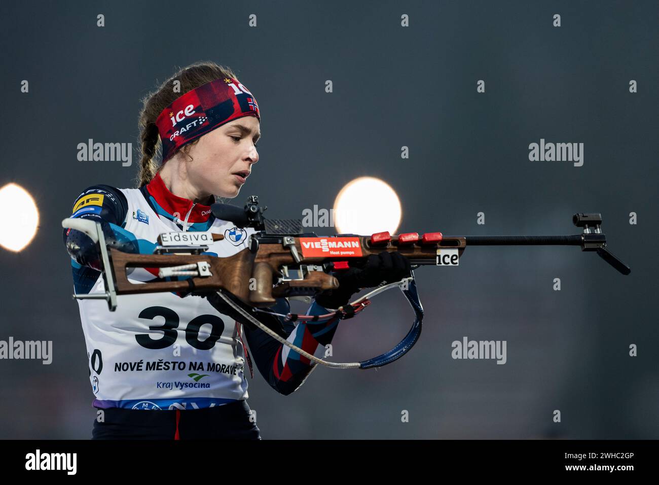 Ida Lien of, Norway. , . during zeroing ahead of women's 7, 5 km sprint ...