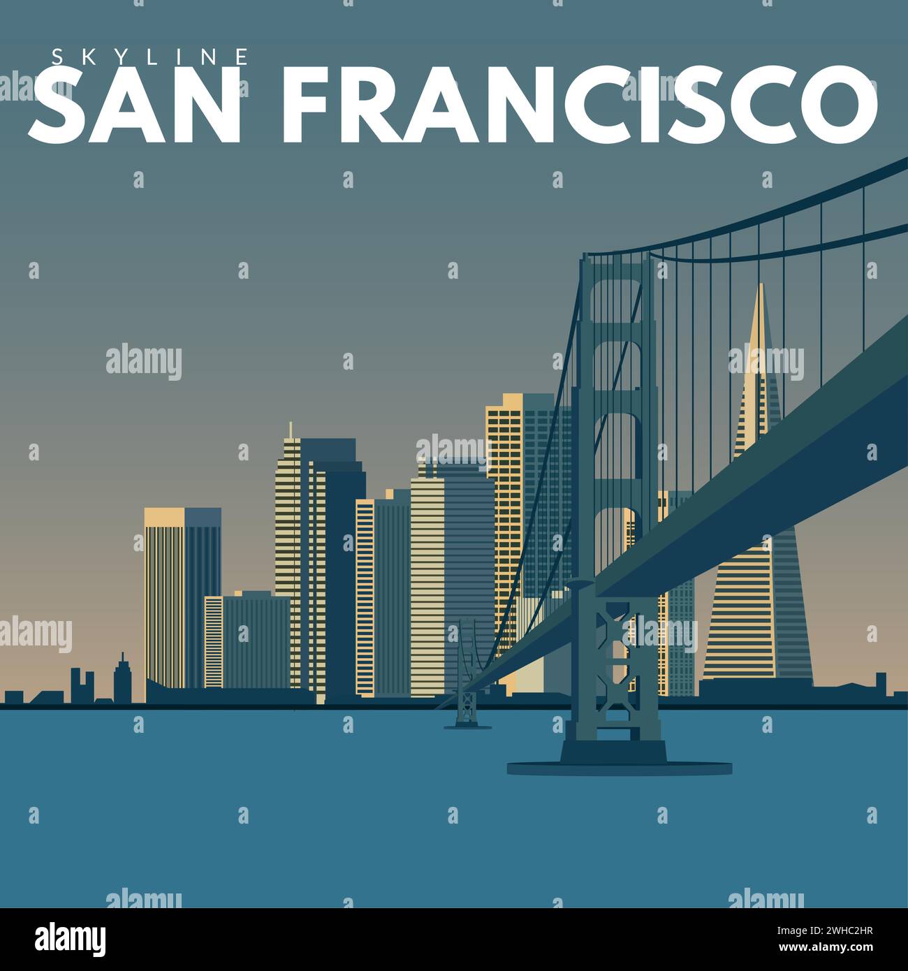 Colored san francisco city skyline Vector Stock Vector Image & Art - Alamy