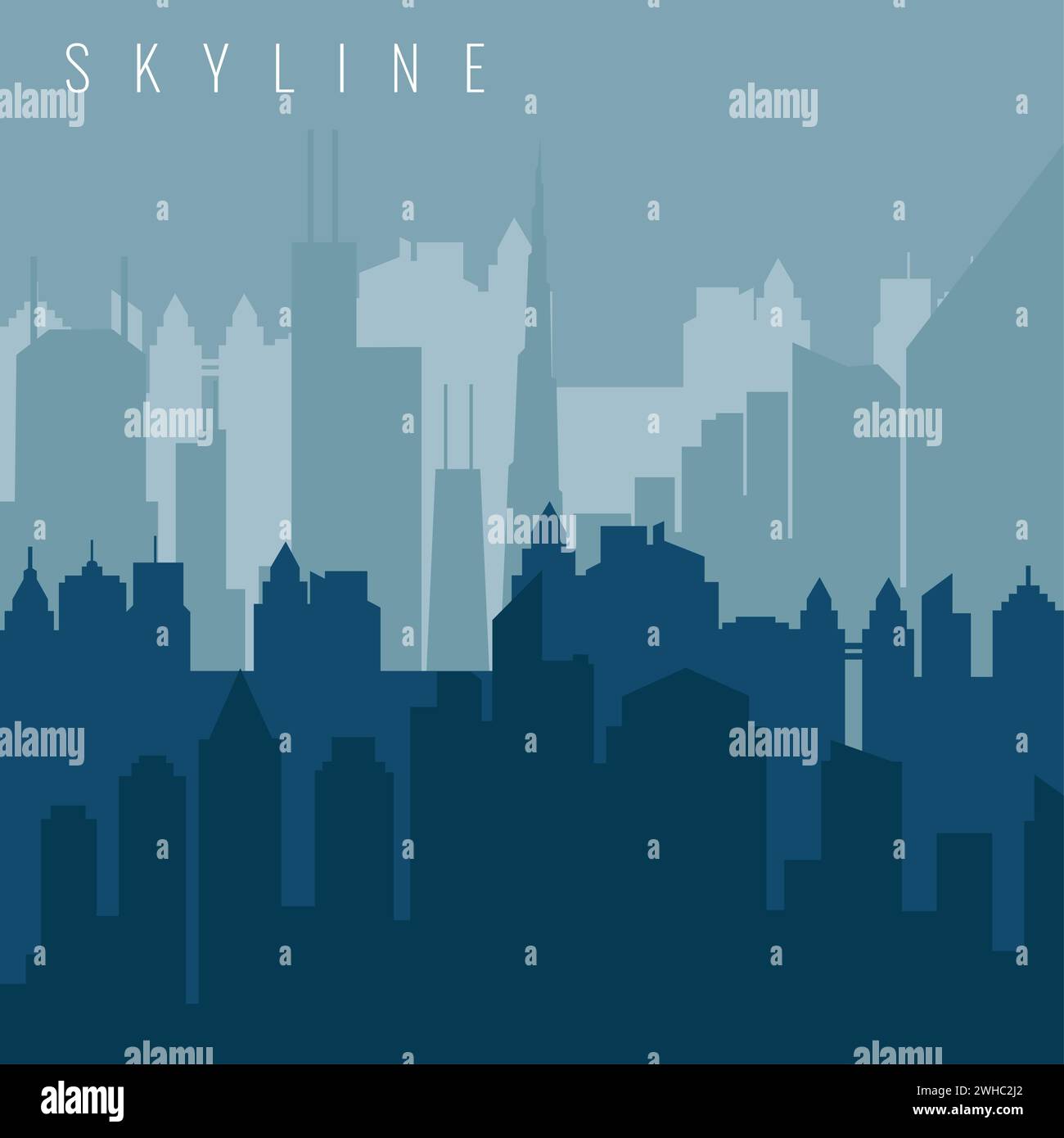 Abstract skyline with silhouettes of different buildings Vector Stock ...