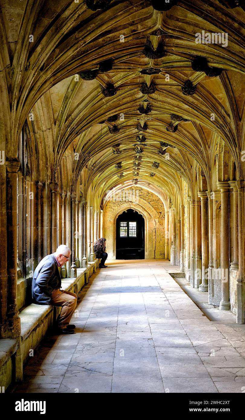 Interior view of the cloisters at Lacock Abbey, Wiltshire, UK Stock ...