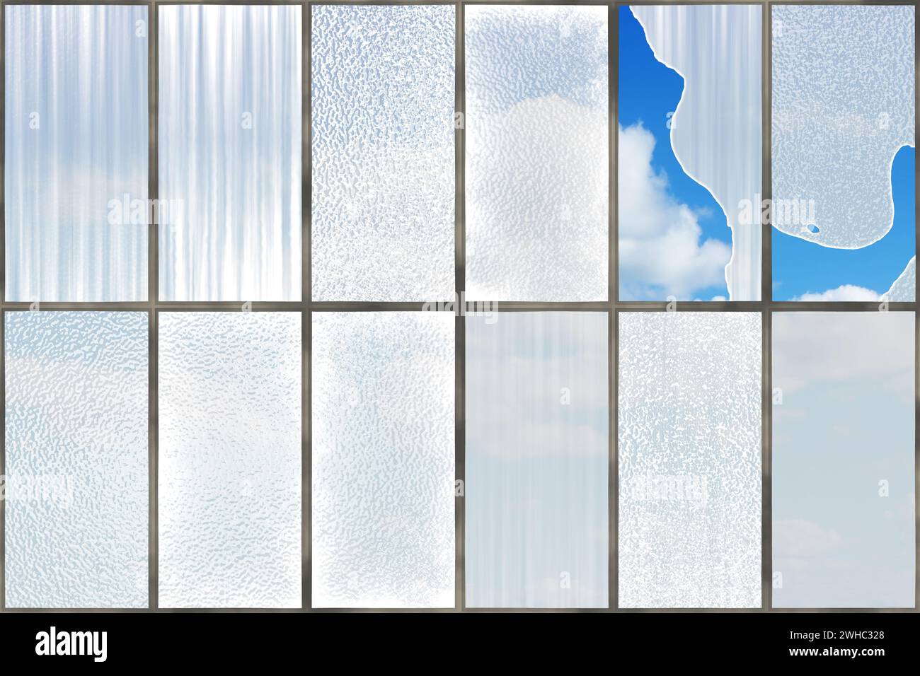 Blue sky behind old windows Stock Photo - Alamy