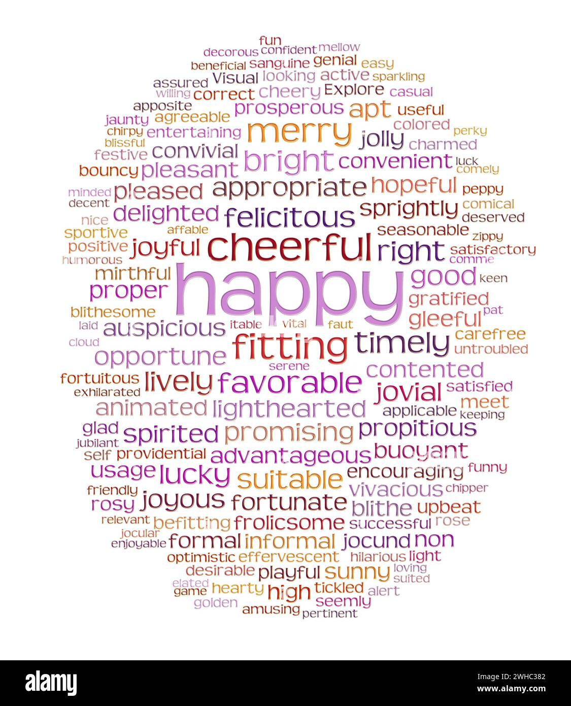 Happy cheerful word cloud Stock Photo - Alamy