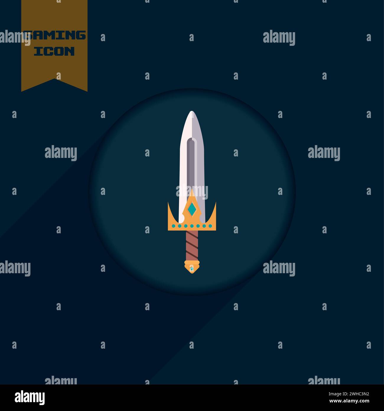 Isolated colored retro videogame sword medieval weapon icon Vector ...