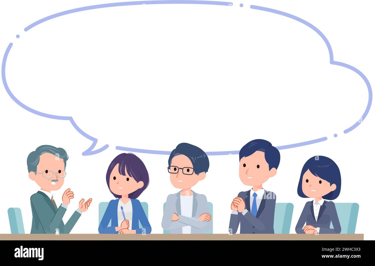 Business people team meeting seriously with speech bubble B Stock ...