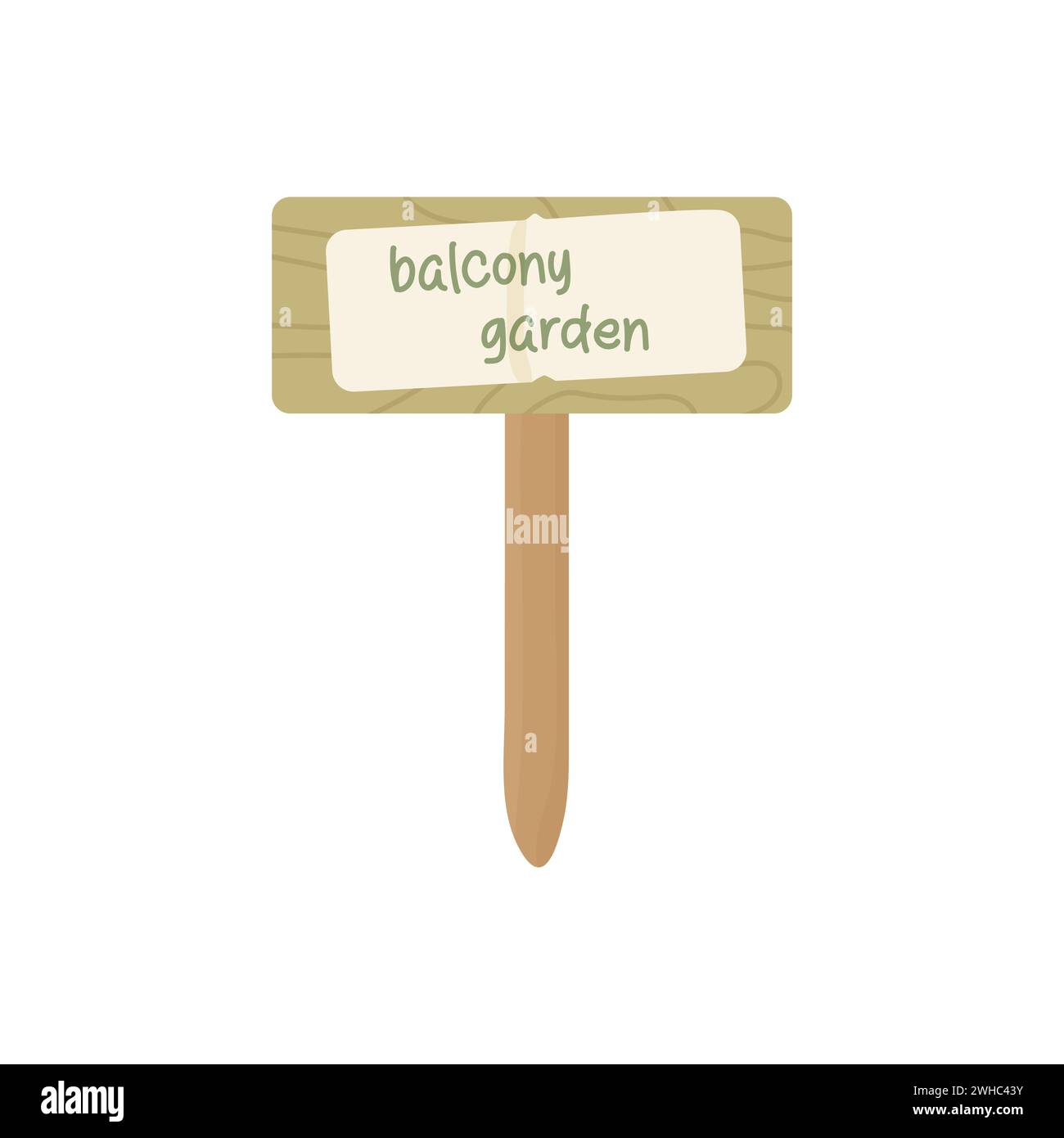 Wooden sign for signing plants at planting, vector on white background ...