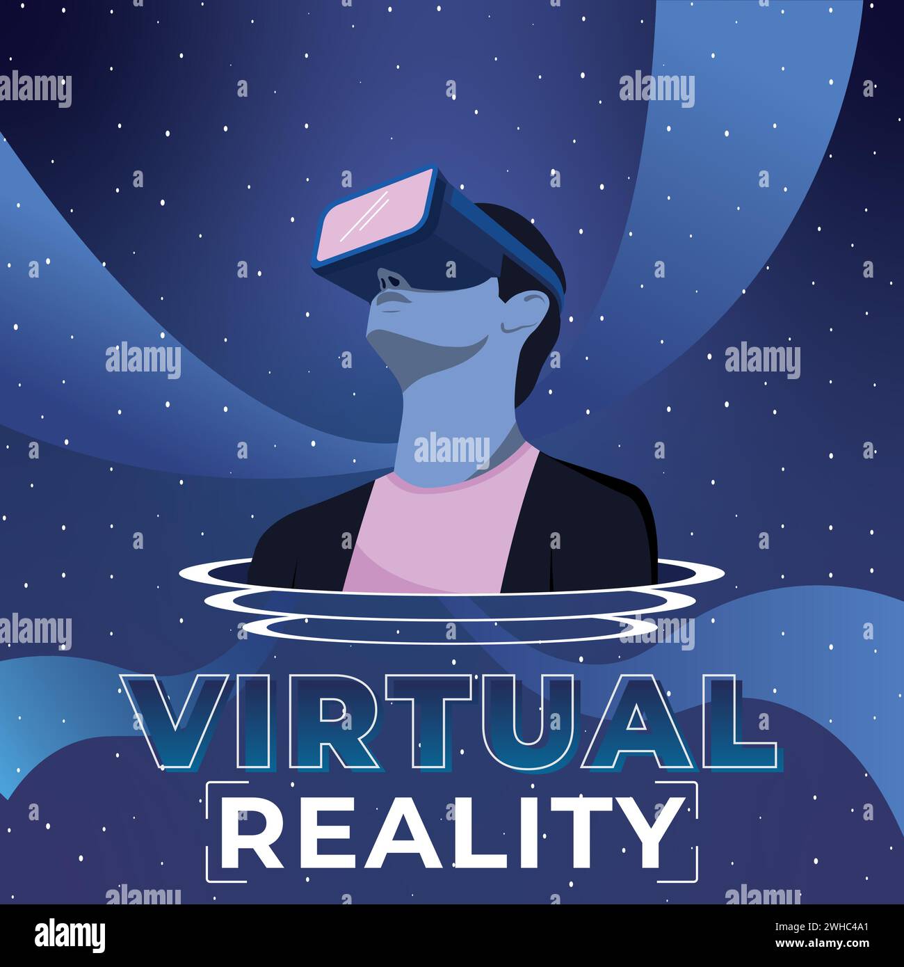 Virtual reality concept poster Male cartoon with virtual reality glasses Vector Stock Vector ...