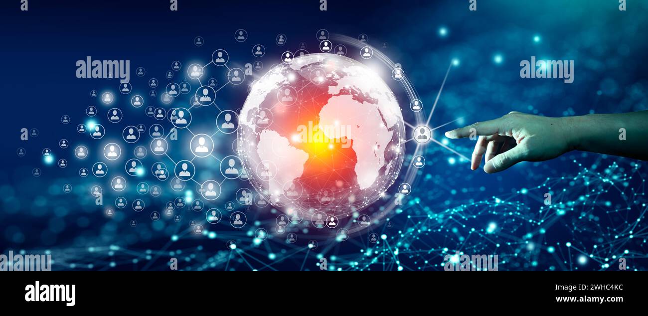 Businessman Leading the global world business community of network ...