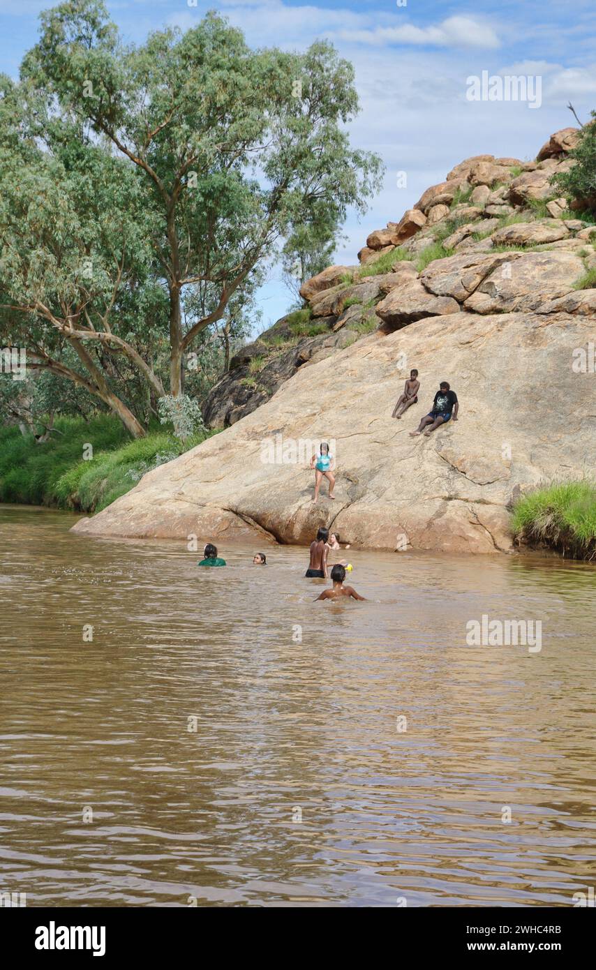 Swimming in the todd river Stock Photo - Alamy