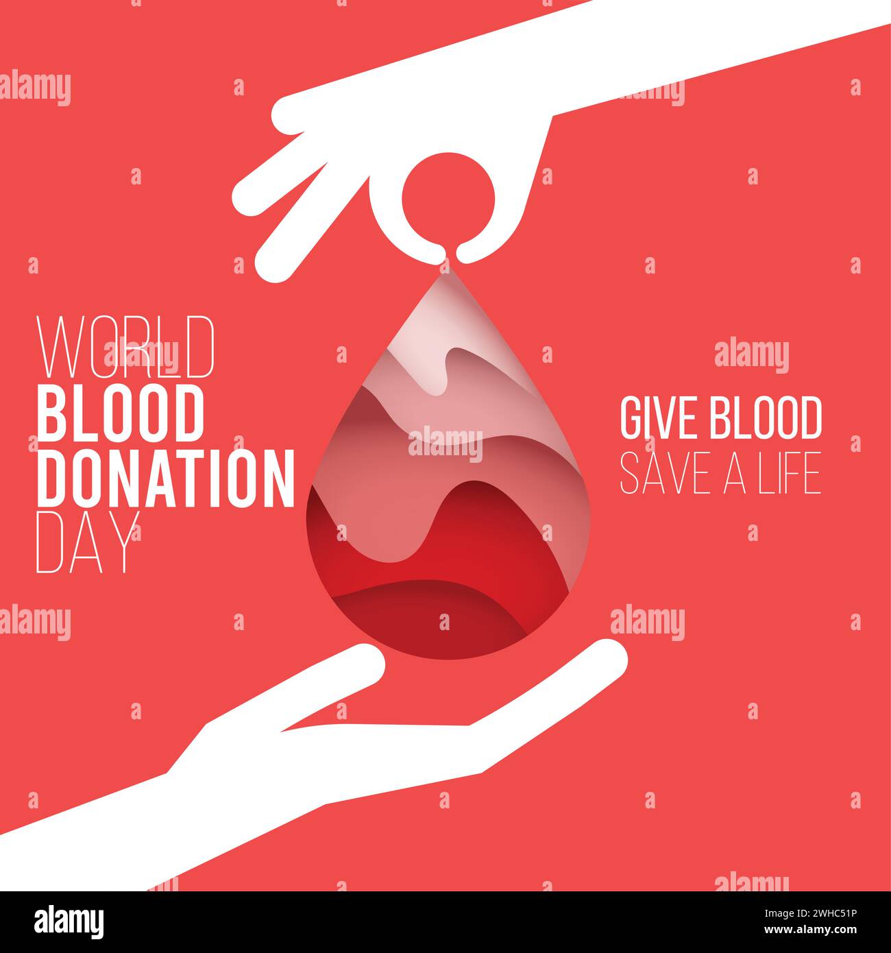 Blood donation concept poster Hand holding blood drop Vector Stock ...