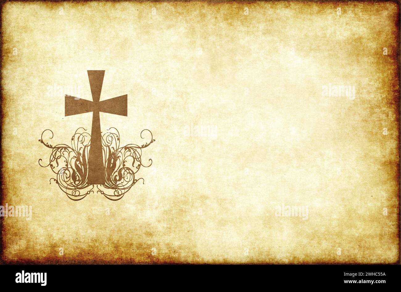 Old parchment paper with cross Stock Photo - Alamy