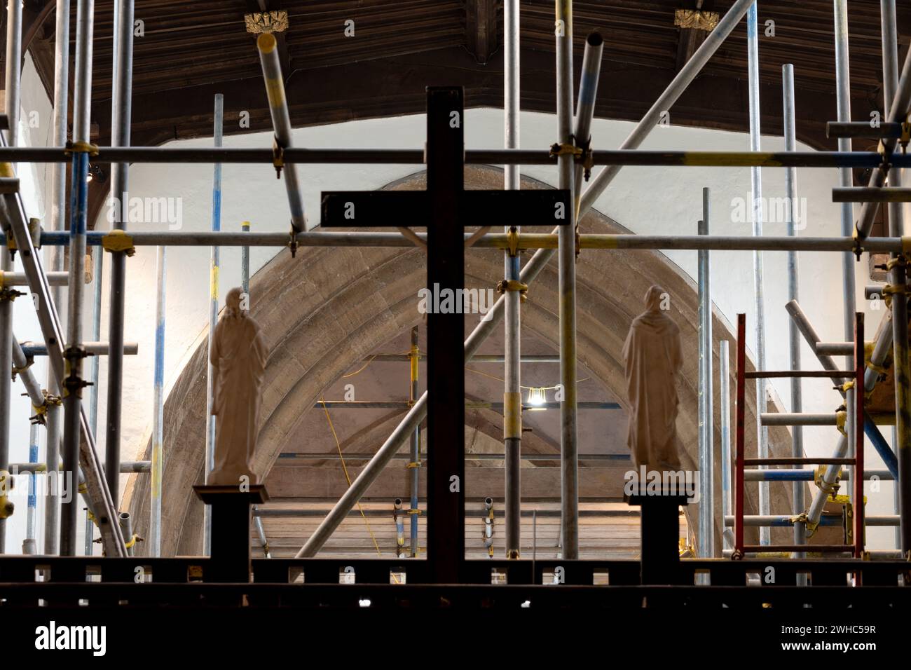 Scaffolding inside St Peter and St Paul Church, Kings Sutton ...