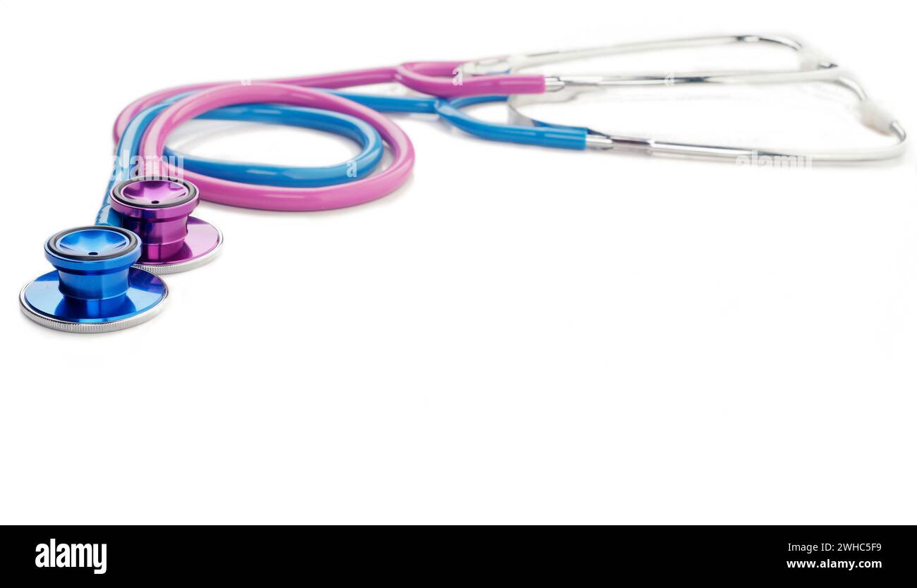 Pink and blue stethoscopes Stock Photo - Alamy