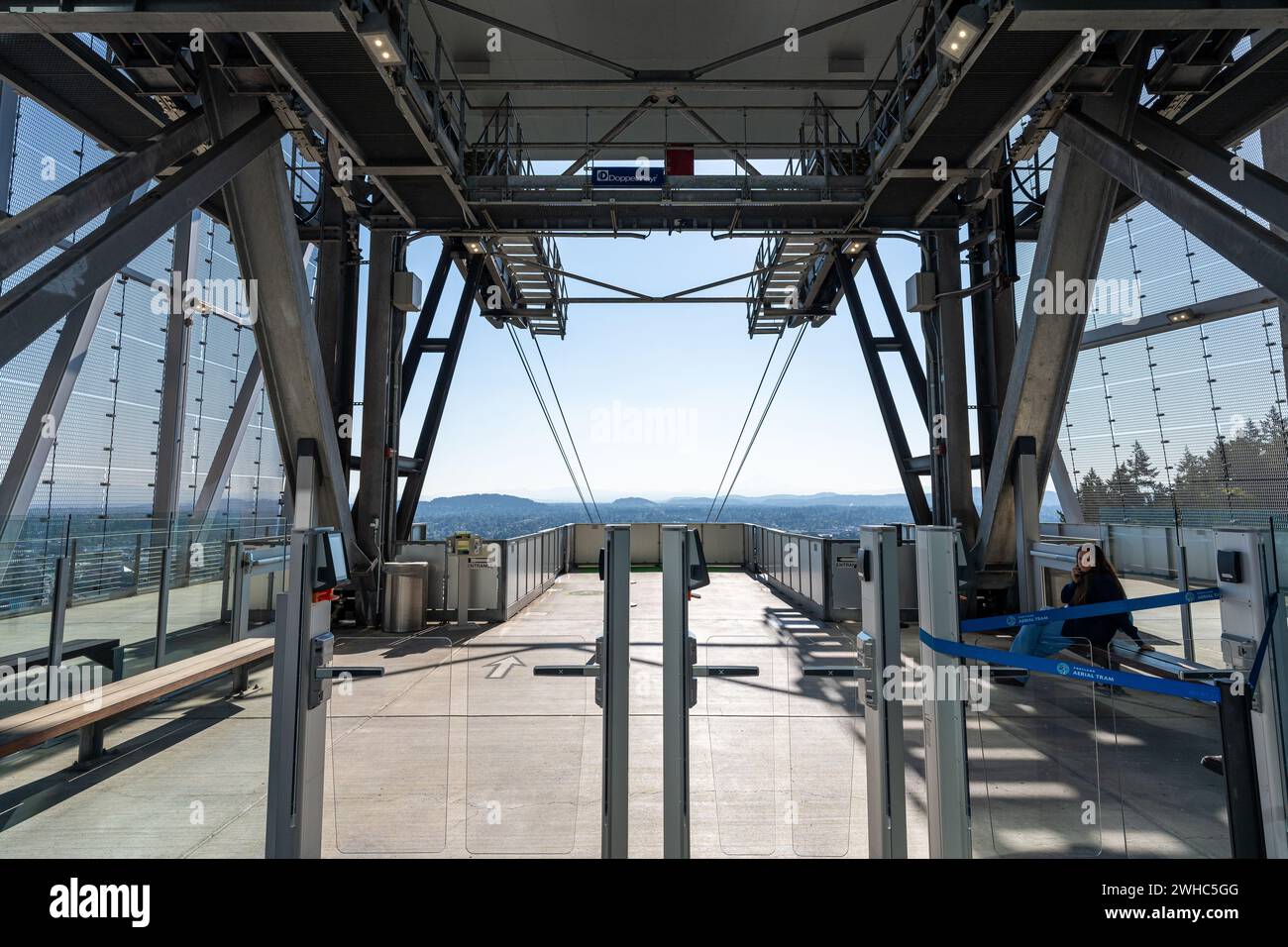 The upper station of the Portland Aerial Tram at the Oregon Health ...