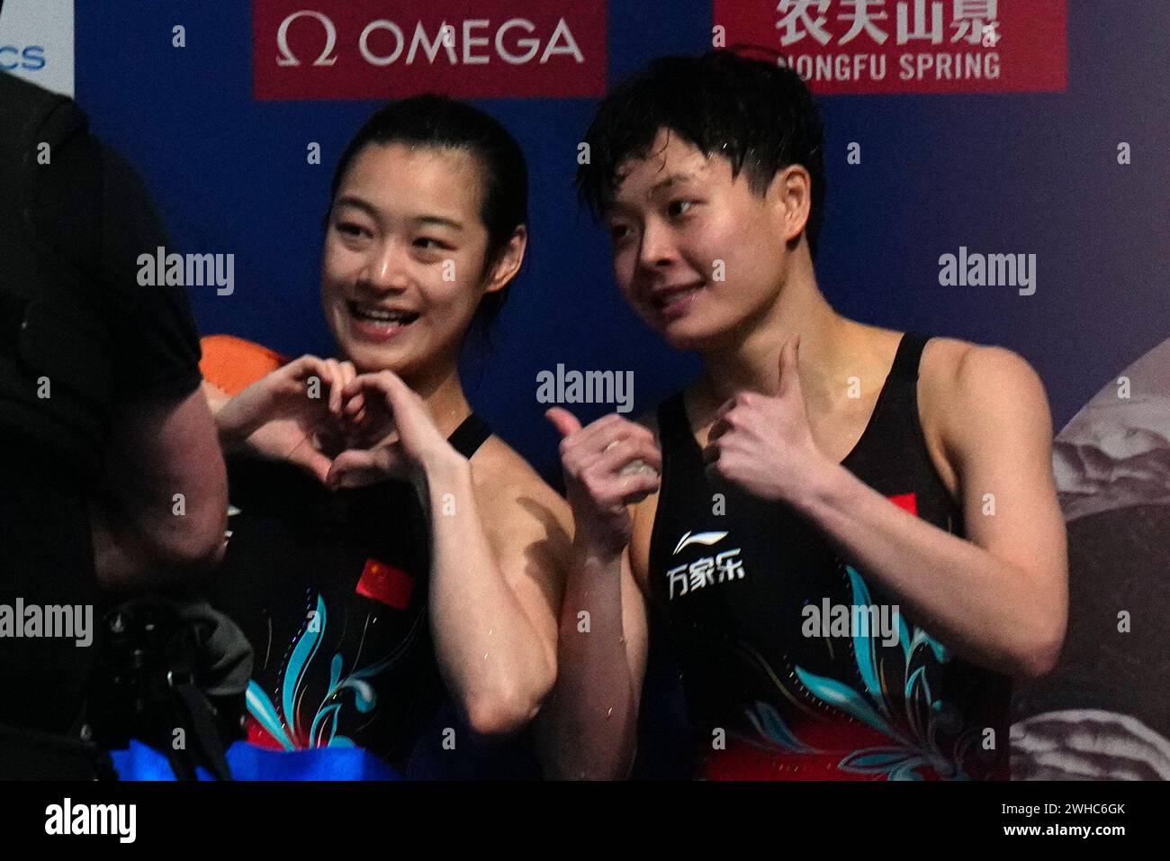Chang Yani of China, left, and Chen Yiwen of China gesture after winning gold and silver during ...