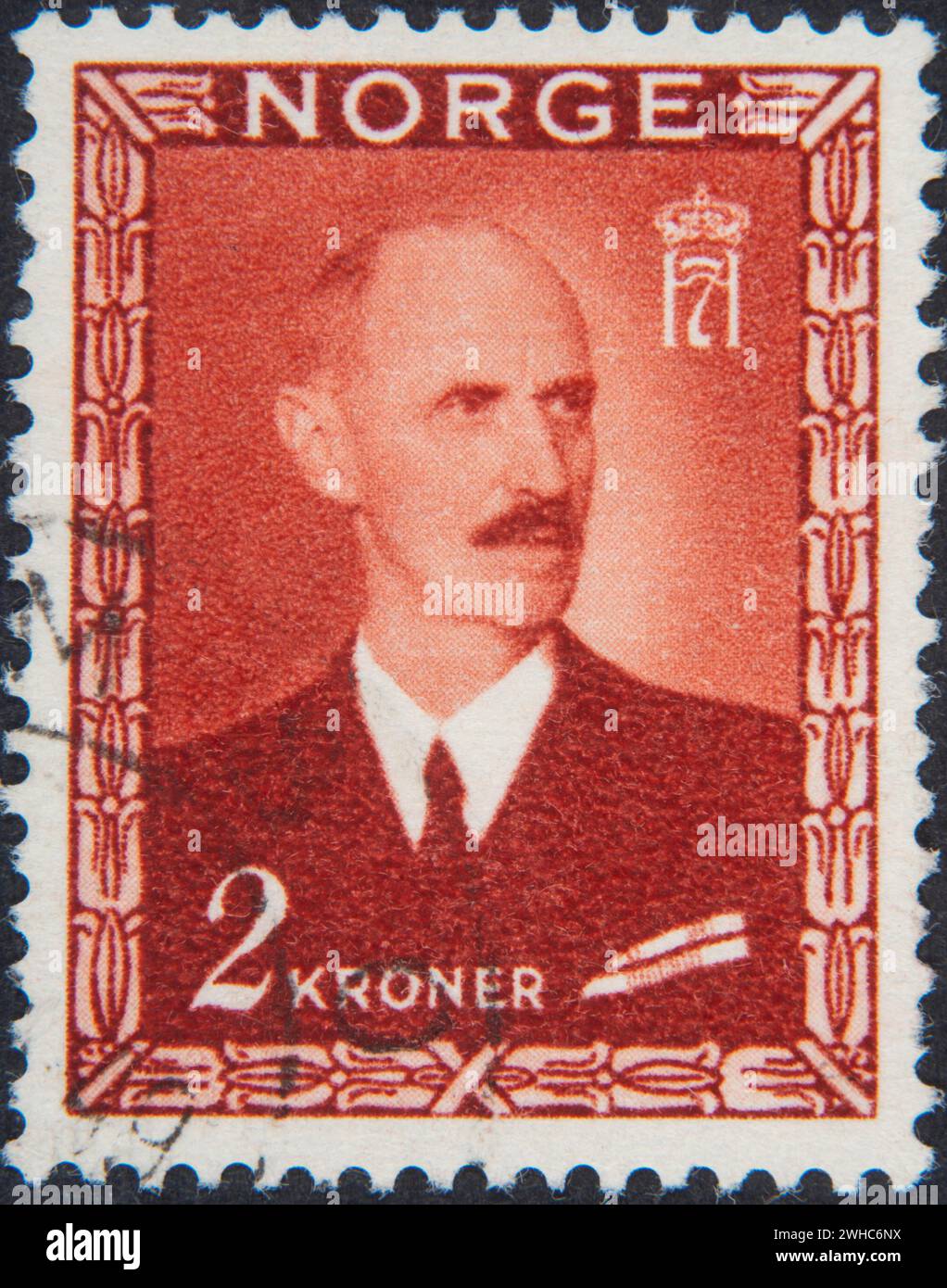 Haakon VII, 1872, 1957, King of Norway 1905 -1957. Portrait on ...