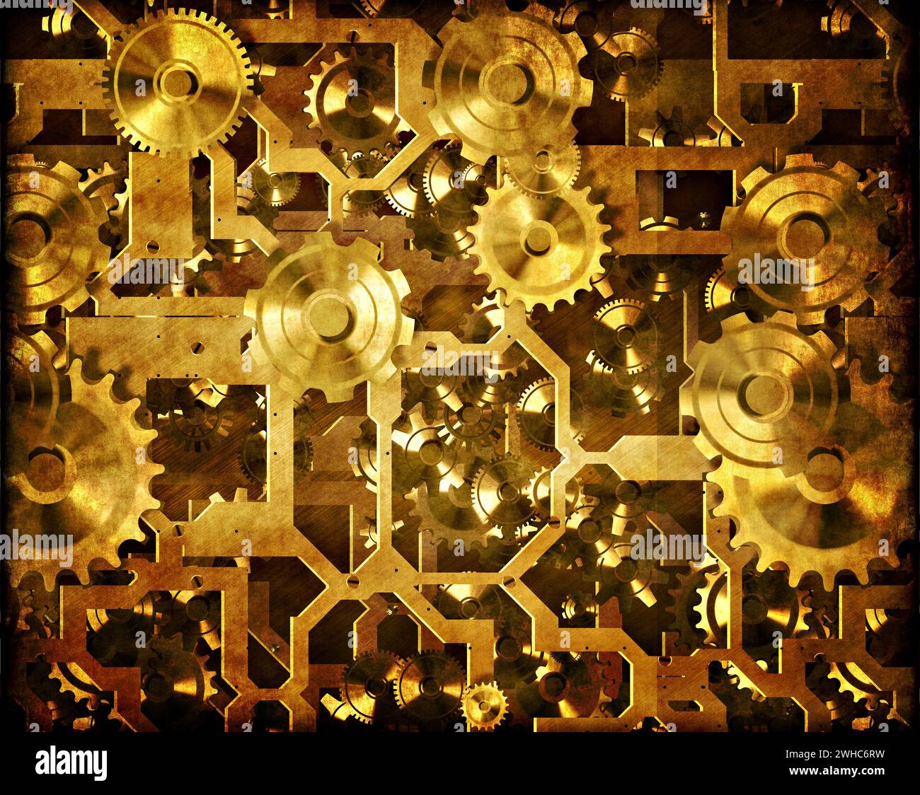 steampunk cogs and clockwork in gold or brass Stock Photo - Alamy