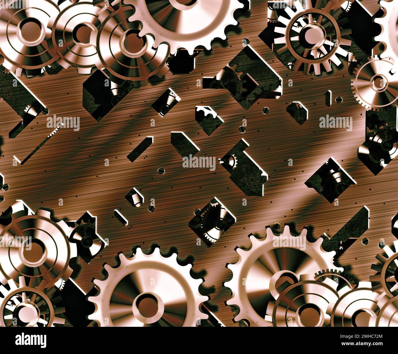 illustration of steampunk inspired cogs and clockwork Stock Photo - Alamy