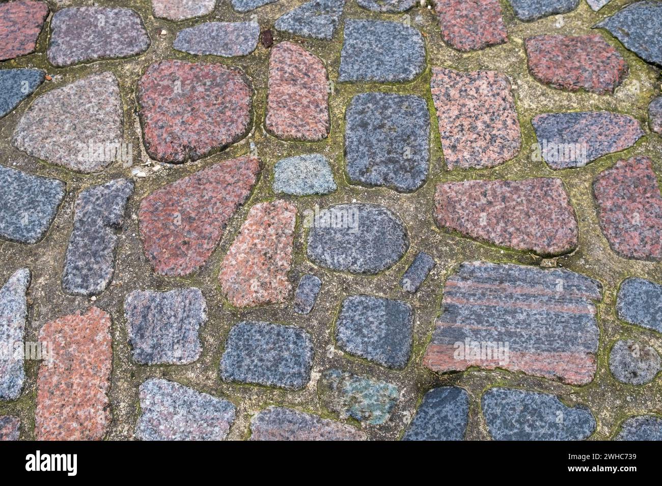 Old stone pavement, texture, background, Muensterland, North Rhine ...
