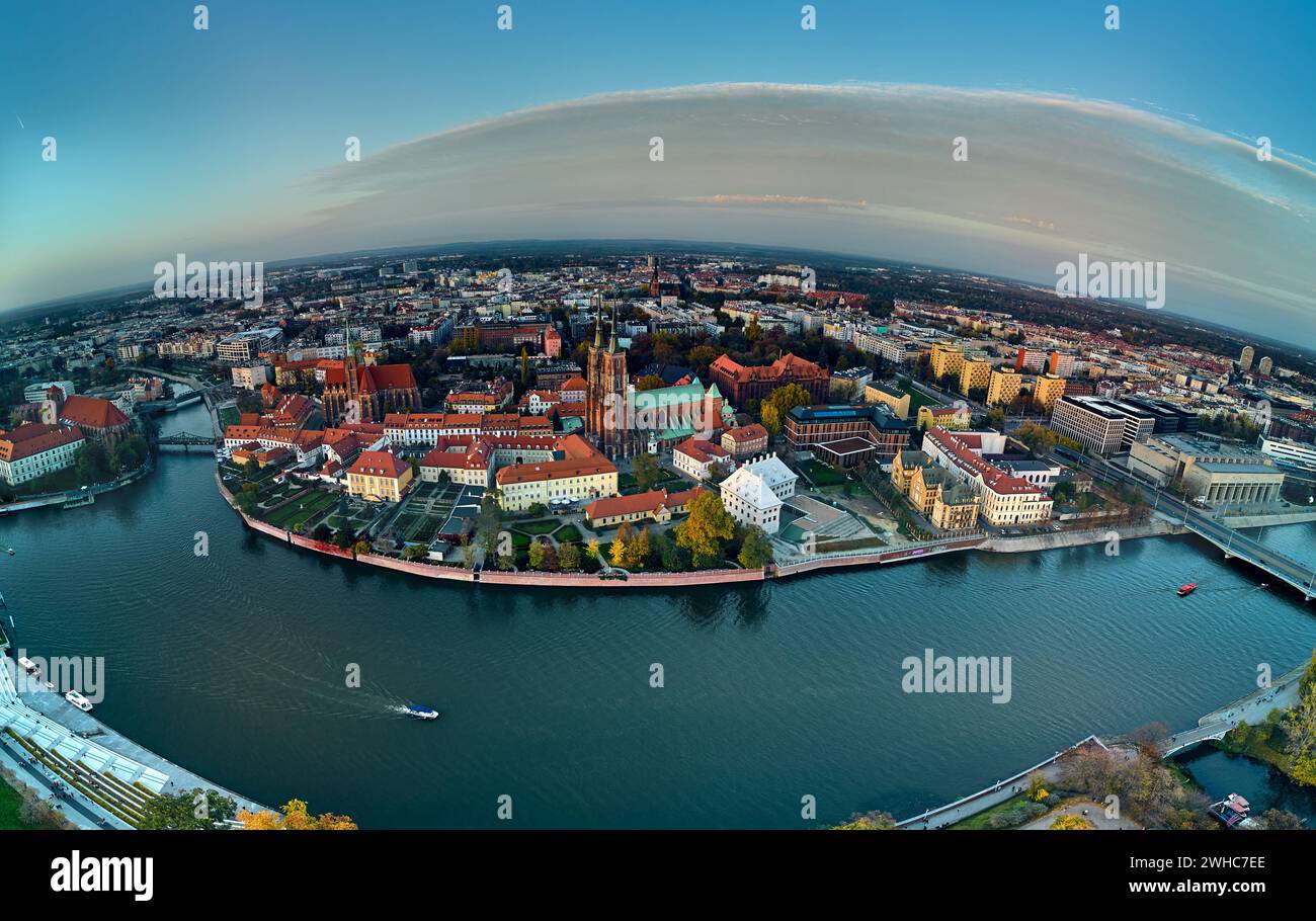 Aerial view on the Cathedral Island (Polish: Ostrow Tumski - the oldest ...