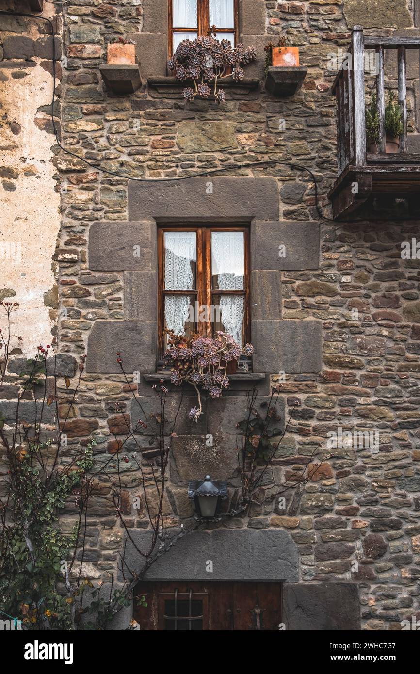 Facade detail in Rupit, one of the best known medieval towns in ...