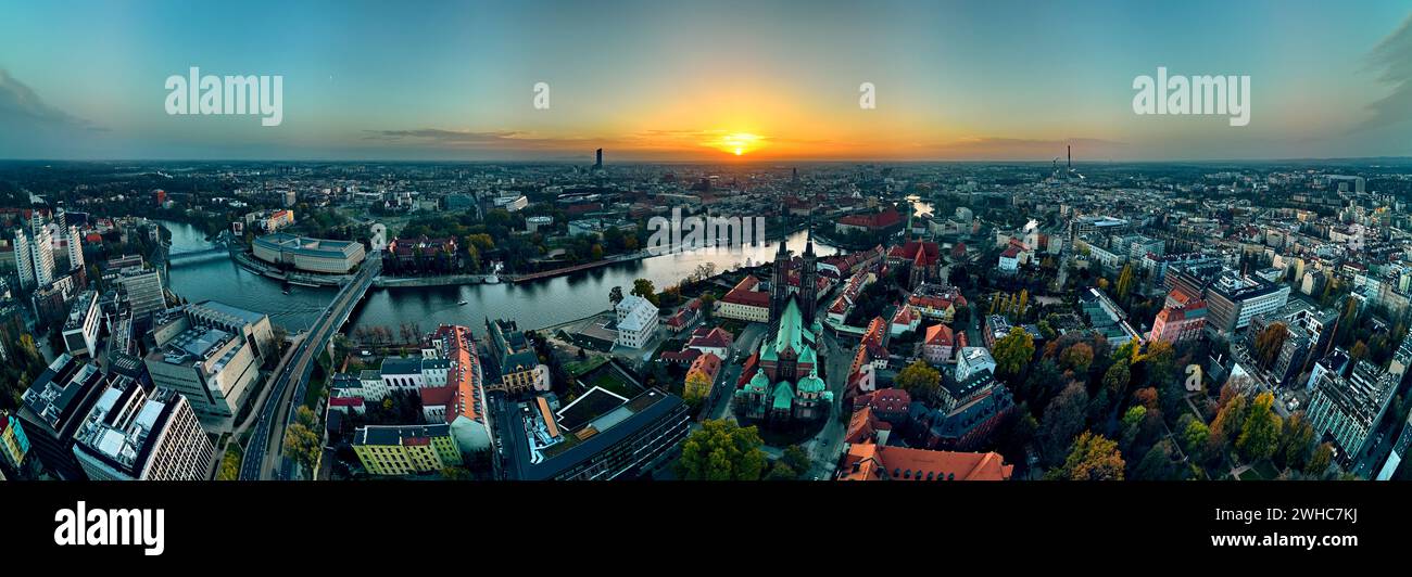 Aerial view on the Cathedral Island (Polish: Ostrow Tumski - the oldest ...