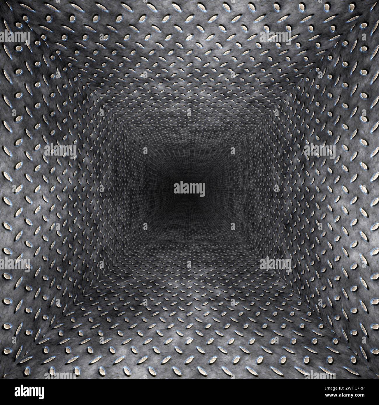 Diamond plate metal tunnel Stock Photo - Alamy