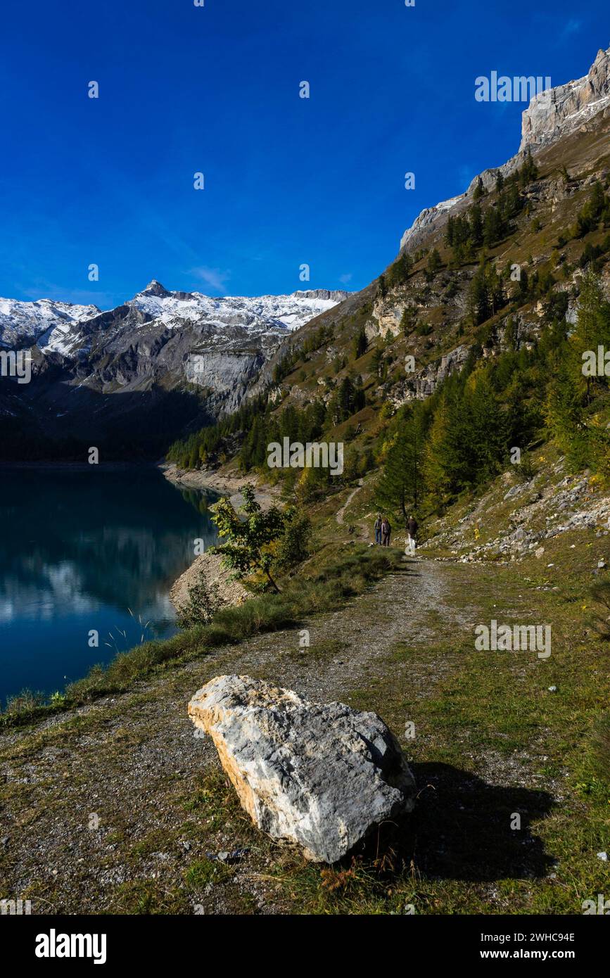 The Lac Tseuzier reservoir, lake, mountain lake, landscape, autumnal ...