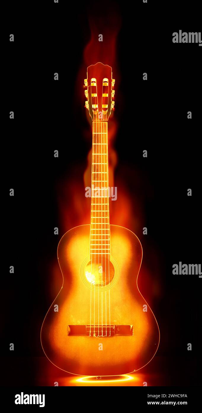 Flaming guitar on fire Stock Photo - Alamy