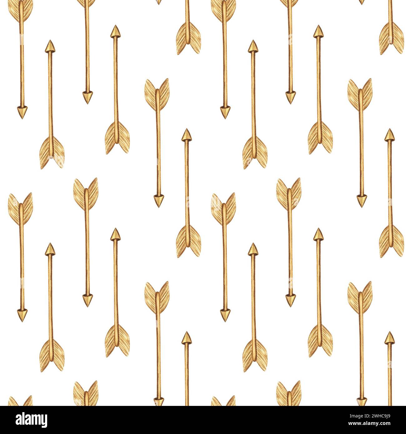 Cupid's golden arrow seamless pattern. Design for February 14 ...