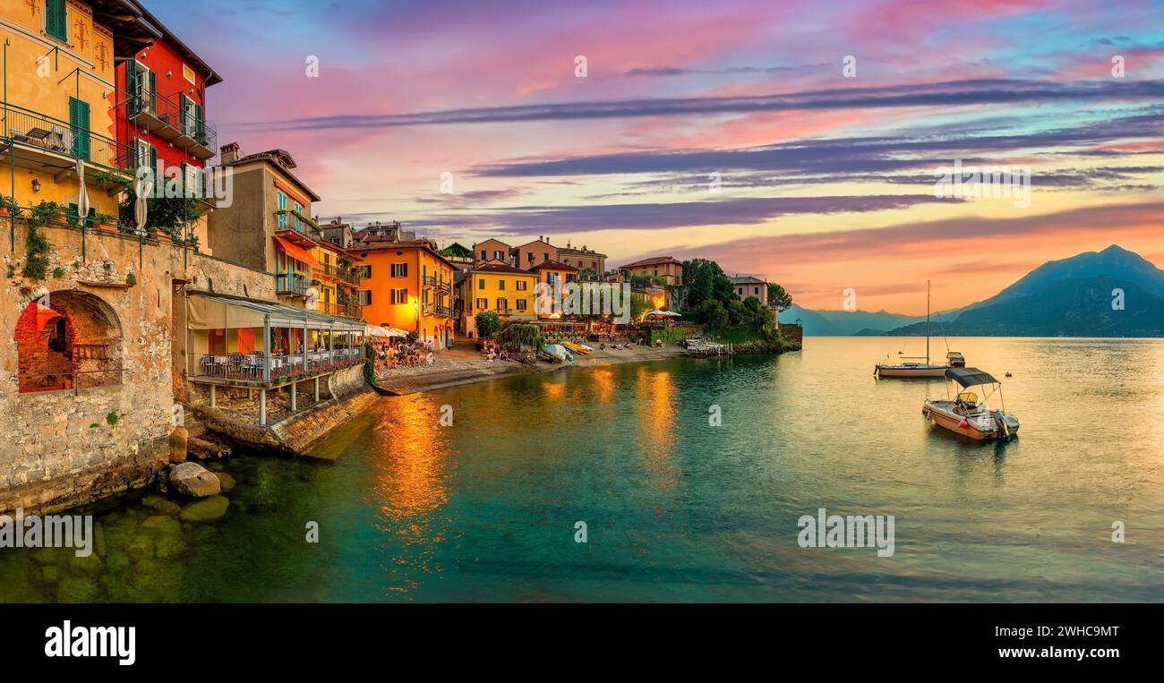 Varenna scenic sunset view in como lake hi-res stock photography and ...