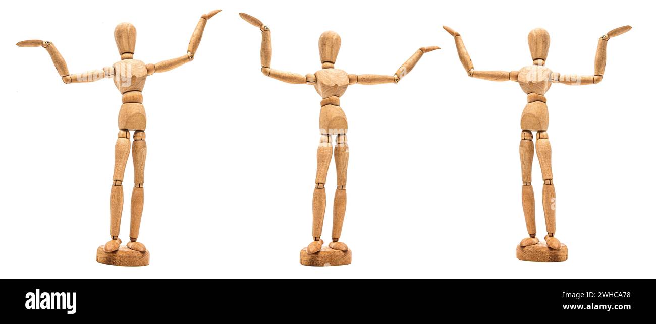 Wooden figure in various poses hi-res stock photography and images - Alamy
