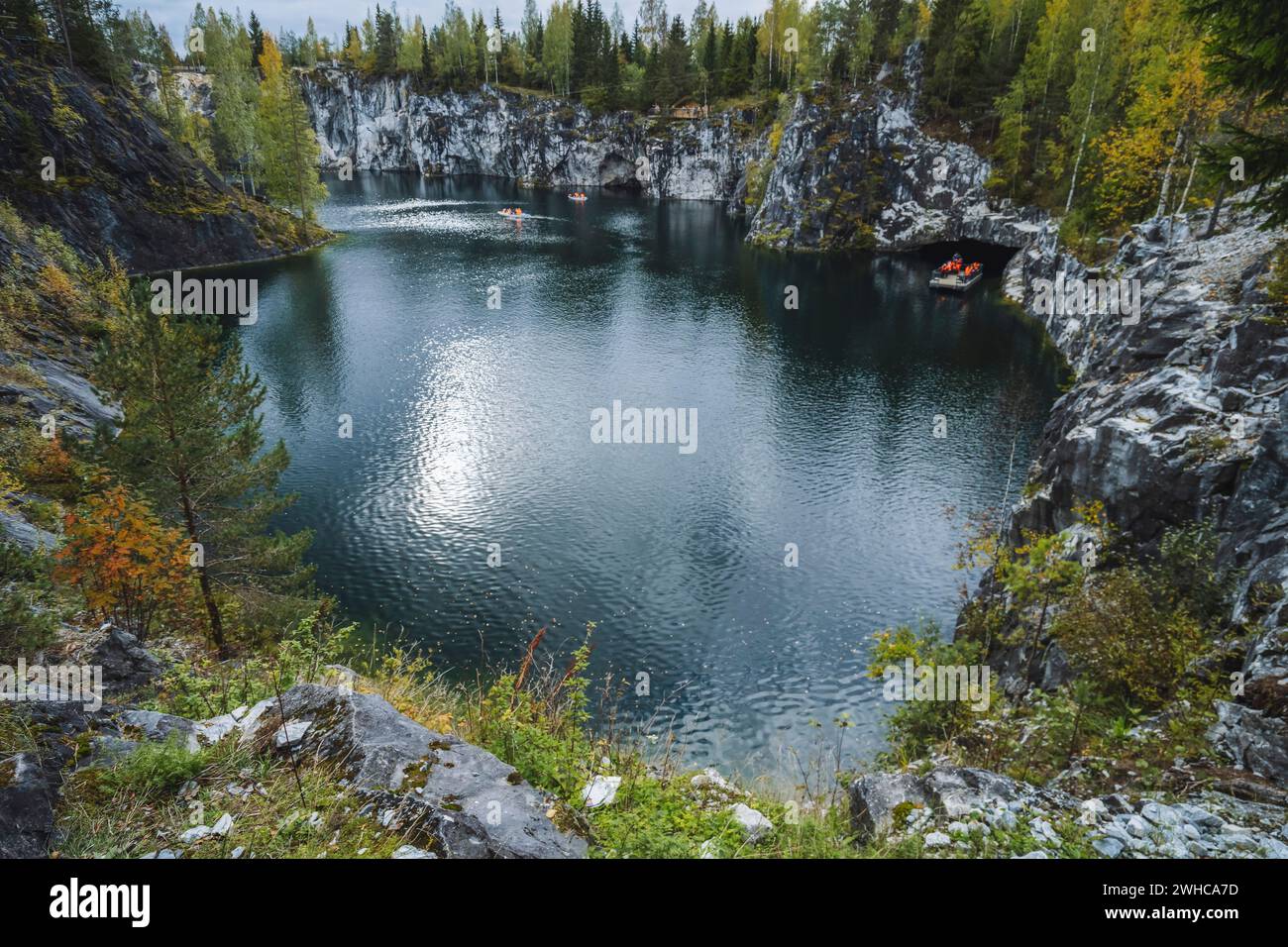Marble canyon in the mountain park of Ruskeala, Karelia, Russia Stock ...