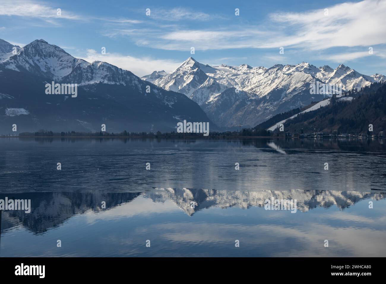 Landscape panorama, mountains, lake, reflection, pinzgau, zellamsee ...
