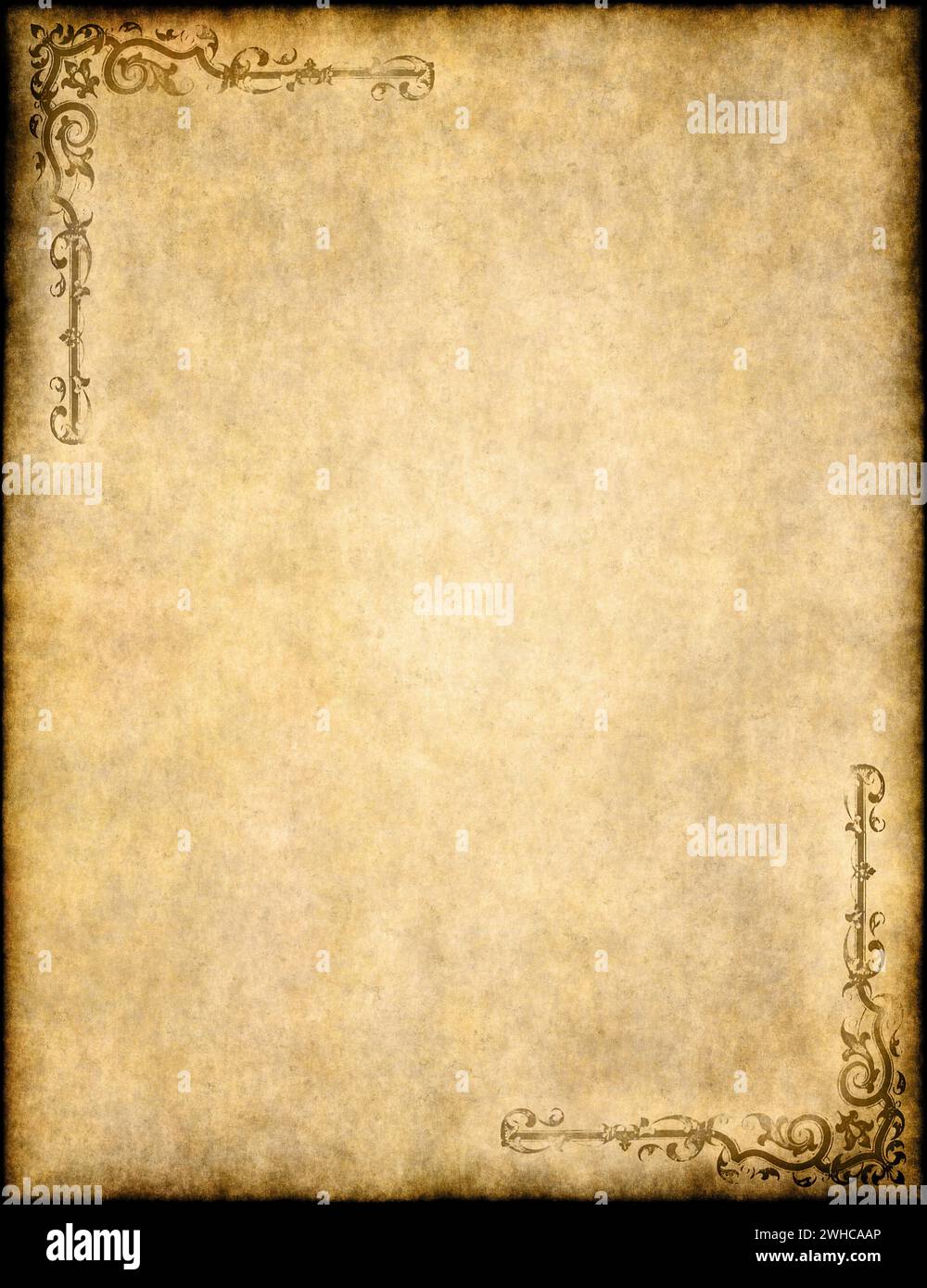 Old parchment paper texture with ornate design Stock Photo - Alamy