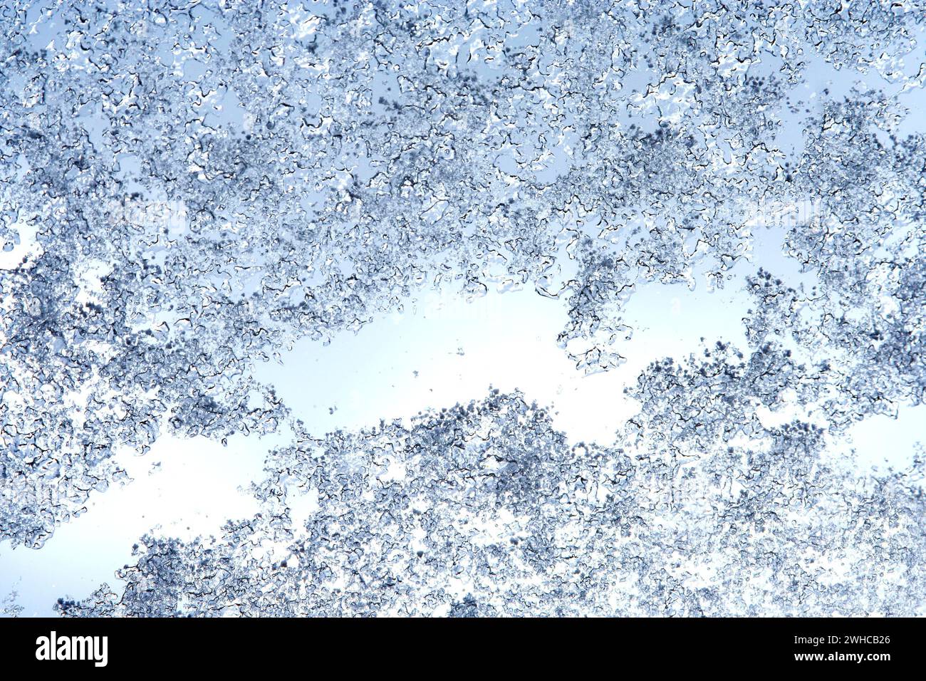 Winter background, texture of ice drops, frozen rain and snow on glass ...