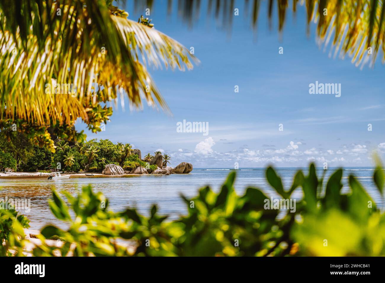 Seychelles famous Anse Source d'Argent beach with well-known granite ...