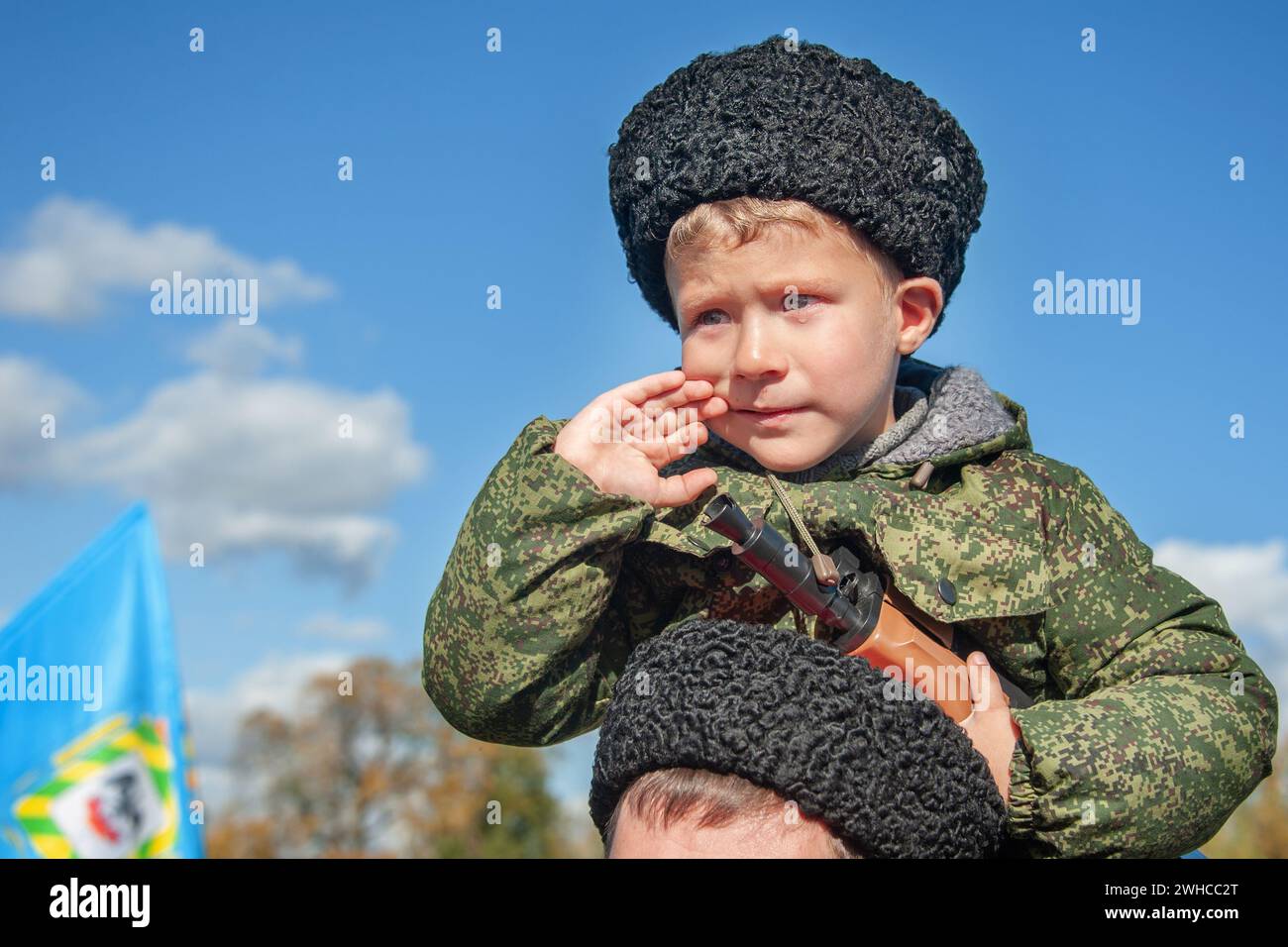 Moscow, Russia - October 1, 2016: little Cossack boy wearing a papakha ...