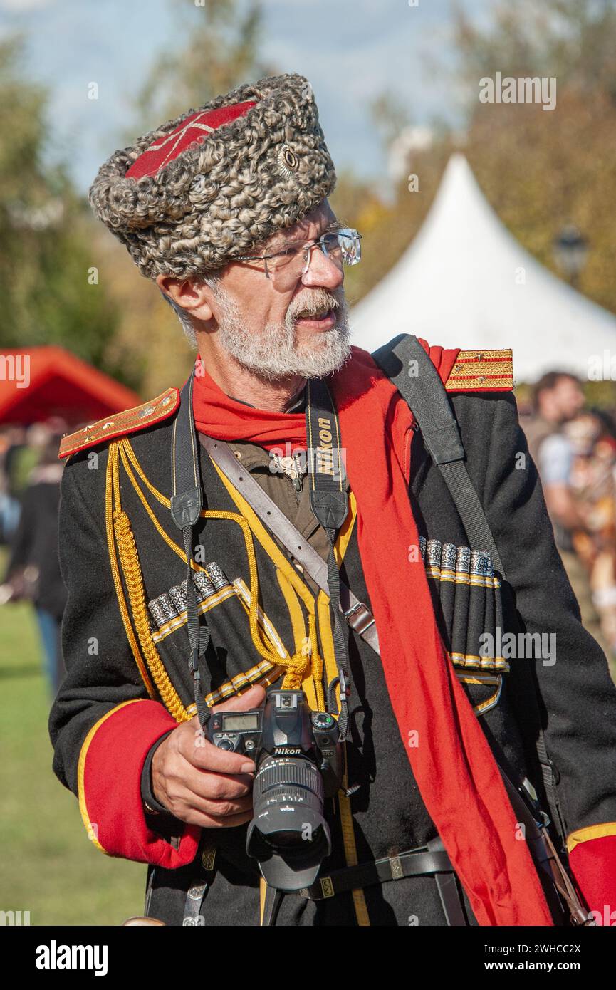 Moscow, Russia October 1, 2016: Cossack gathering. Portrait of an ...