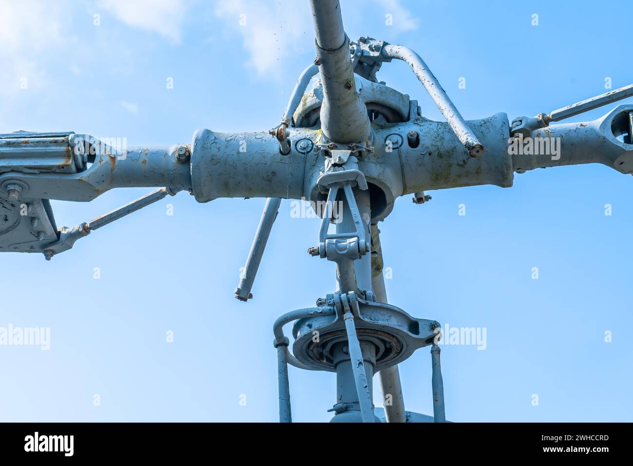 Helicopter main rotor assembly of aircraft on display in public park ...
