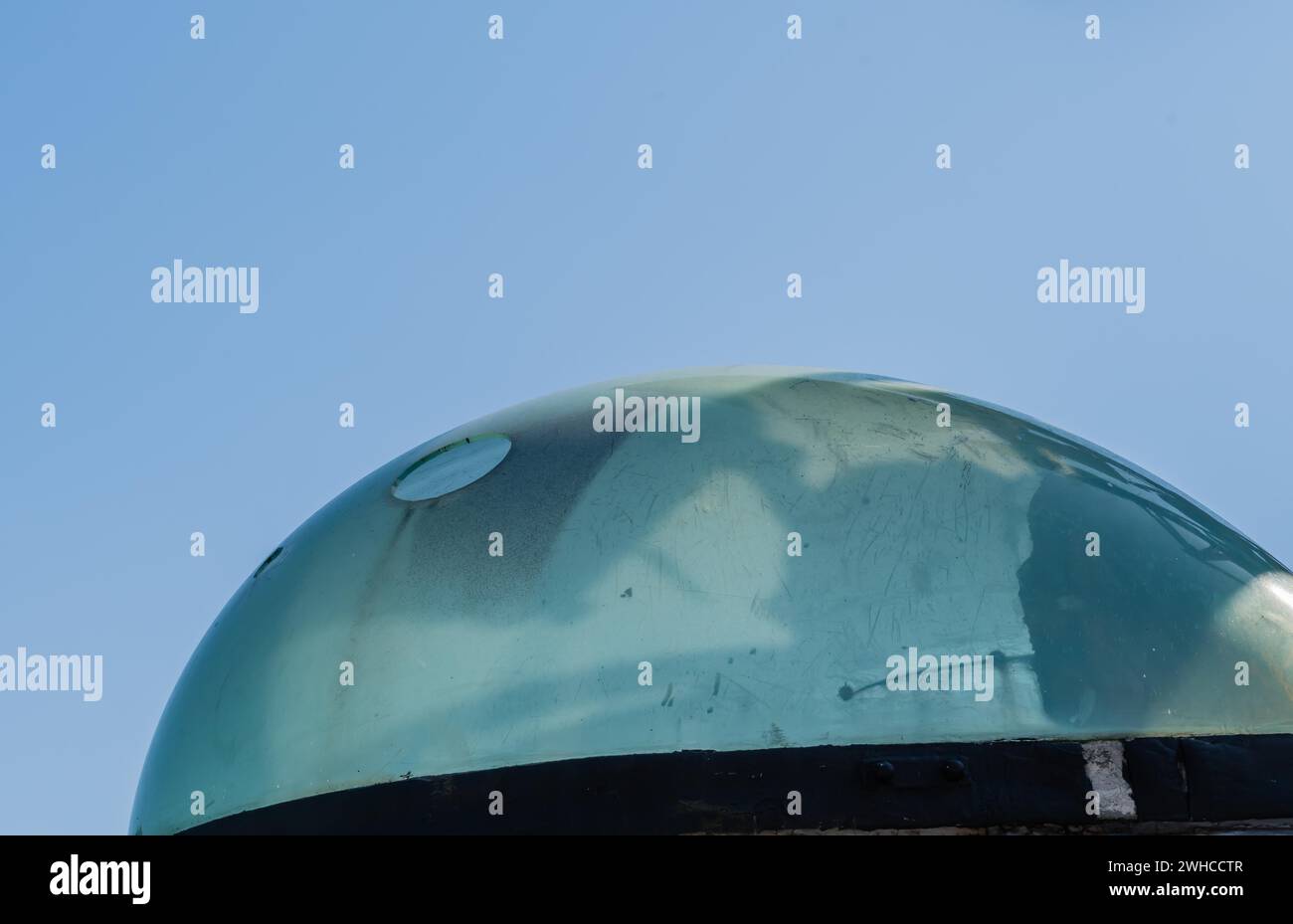 Plexiglass dome covering the slewing sight on battleship gun fire ...