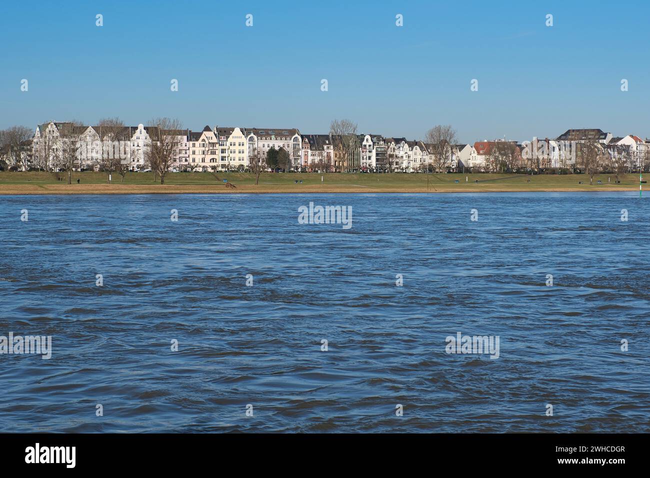 View over the Rhine, behind Oberkassel, Duesseldorf, Germany Stock ...