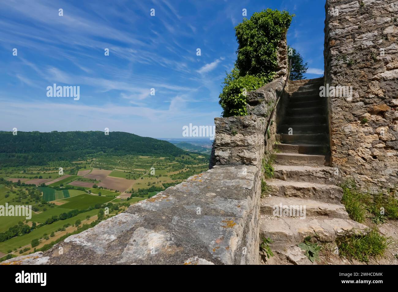 Ruin Reussenstein, ruin of a rock castle above Neidlingen, rocks above ...