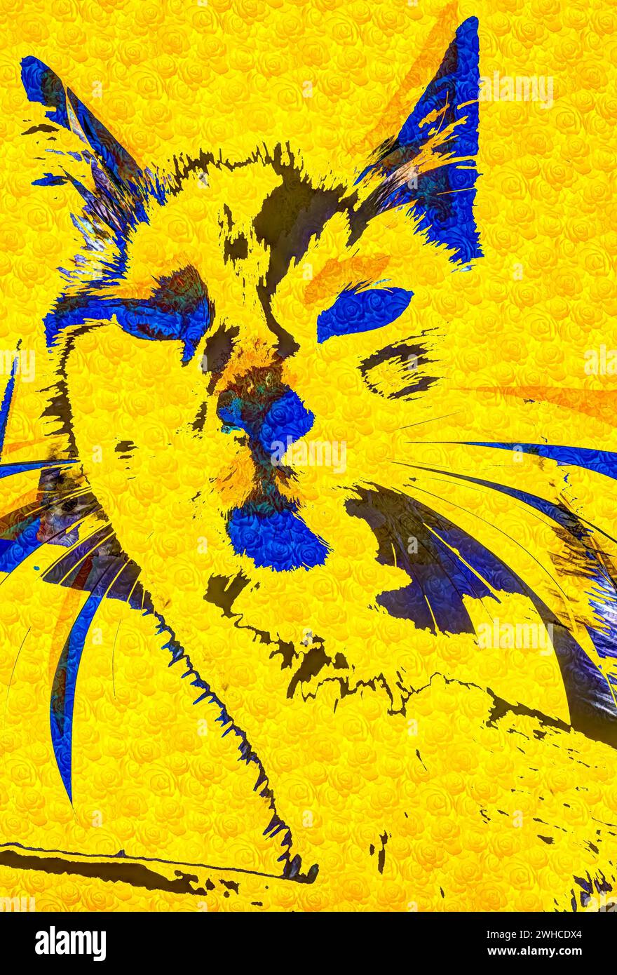 Michas Cats, art, mixed media, artist Michael Preyer, abstract cat ...