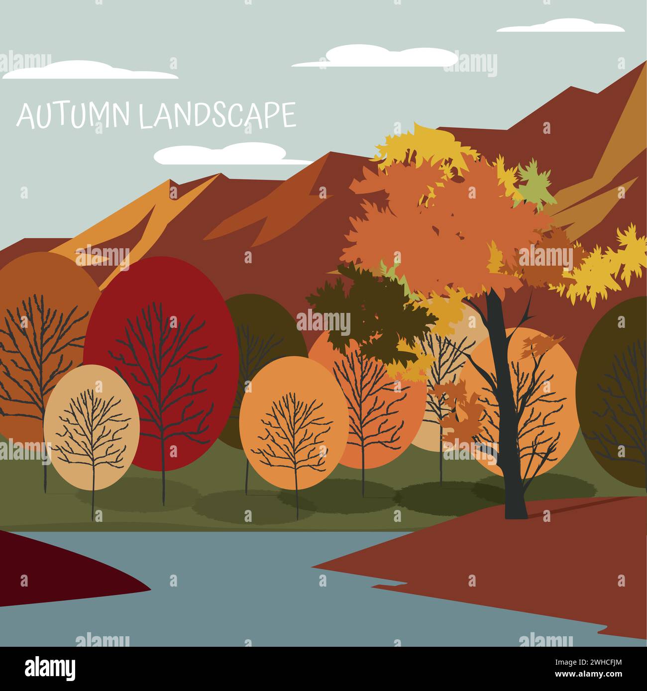 Fall colored landscape Stock Vector Images - Alamy