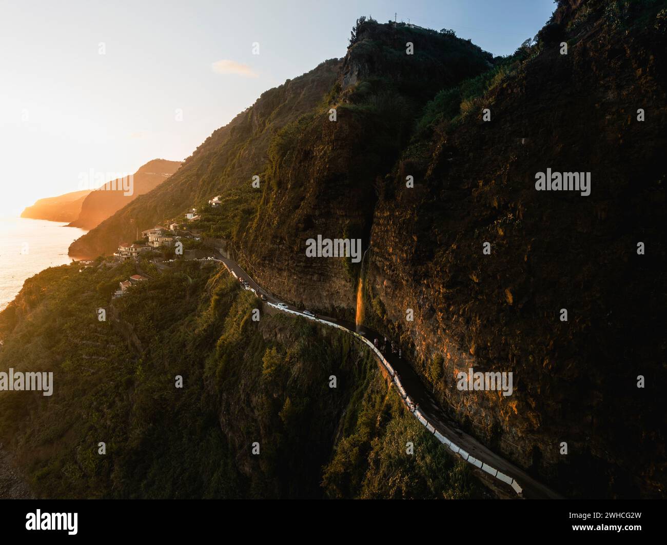 Sunset south coast, Anjos waterfall, Autonomous Region of Madeira ...