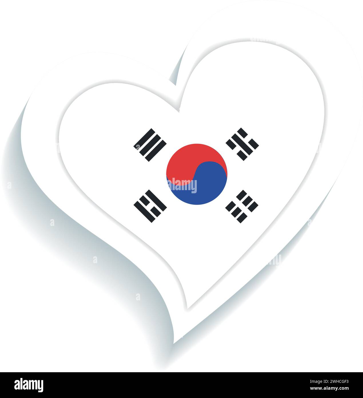 Isolated heart shape with the flag of South Korea Vector Stock Vector ...